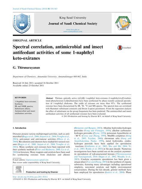 Pdf Spectral Correlation Antimicrobial And Insect Antifeedant Activities Of Some 1 Naphthyl