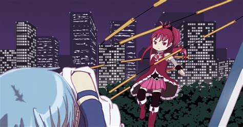 魔法少女まどかマギカ 杏子vsさやか 全力ダッシュのイラスト Pixiv