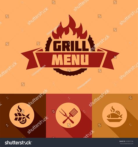 Illustration Grill Menu Flat Design Style Stock Vector Royalty Free