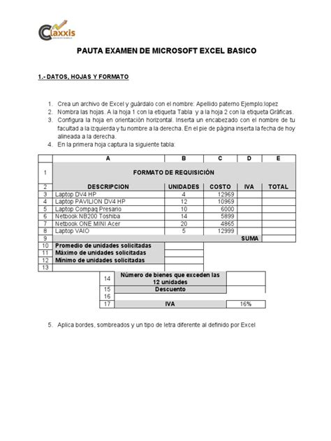 Pauta Evaluacion Excel Pdf Microsoft Excel Ciencias De La Computación