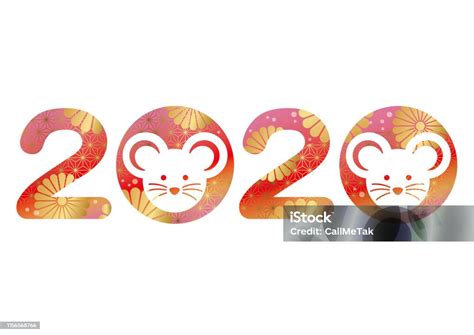 Tahun 2020 Tahun Tikus Logo Dengan Ikon Tikus Ilustrasi Stok Unduh