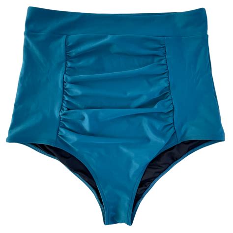 Ruched High Waisted Bottoms Peacock Sheila May Swim Australia