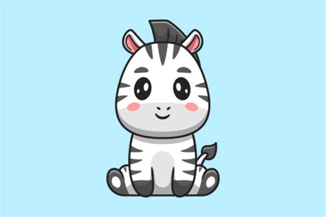 Cute Zebra Sitting Cartoon Illustration Graphic By Catalyststuff