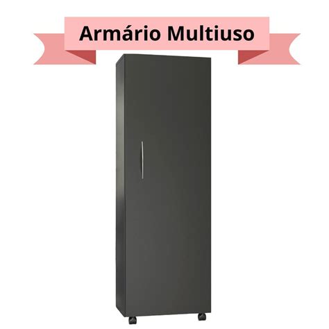 Armário Área Serviço Porta Vassoura 1 Porta Click Armário Multiuso de 1