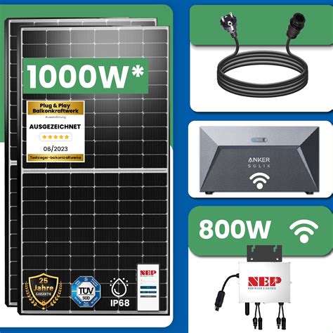 Balkonkraftwerk Mit Speicher 1000W NEP Wechselrichter 800W PV Anlage