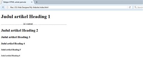Belajar Html Cara Membuat Judul Heading Di Html