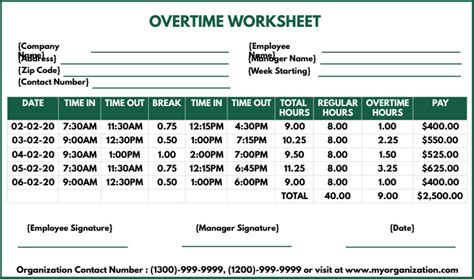 Overtime Worksheet Printable Template Postermywall