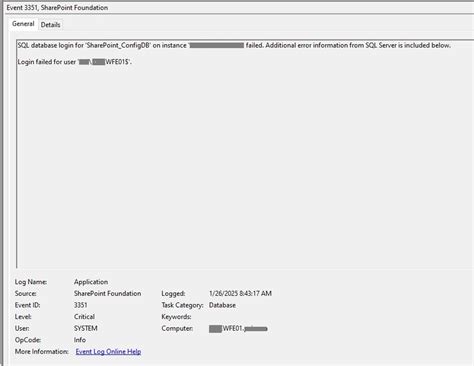 Event Id 3351 Error In Sharepoint Subscription Edition Microsoft