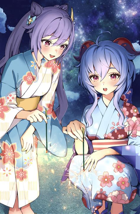 Safebooru 2girls Absurdres Ahoge Bangs Bent Over Blue Hair Blush Bow