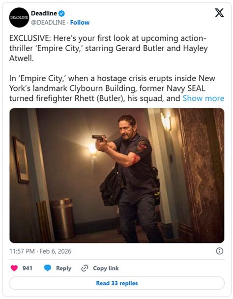 Primera Imagen De Gerard Butler En Su Nuevo Thriller De Acción De 2026