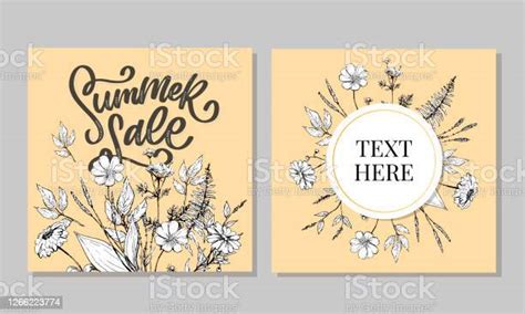 트렌디 한 꽃 벡터 템플릿 여름 꽃과 여름 세일 레터링 일러스트레이션 스트라이프 배경에 초라한 골드 텍스처 0명에 대한 스톡 벡터 아트 및 기타 이미지 Istock