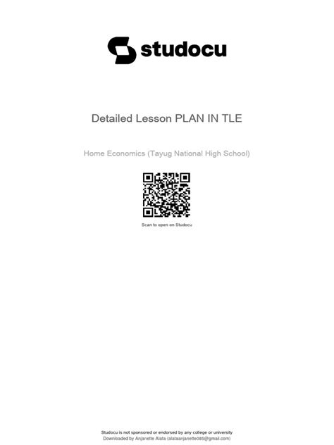 Detailed Lesson Plan In Tle Pdf