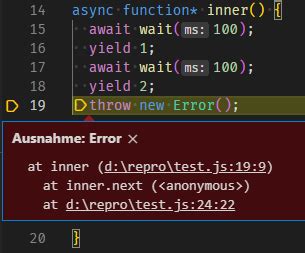 Debugger Stops In Generator Functions Even If Thrown Error Is Handled