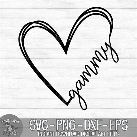 Gammy Heart Instant Digital Download Svg Png Dxf And Eps Files
