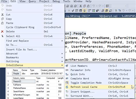 Shortcut Manually Prompting For And Refreshing Intellisense In Ssms The Bit Bucket