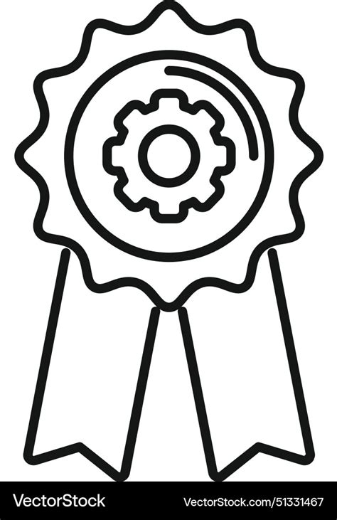 Quality Assurance Badge Line Icon Royalty Free Vector Image