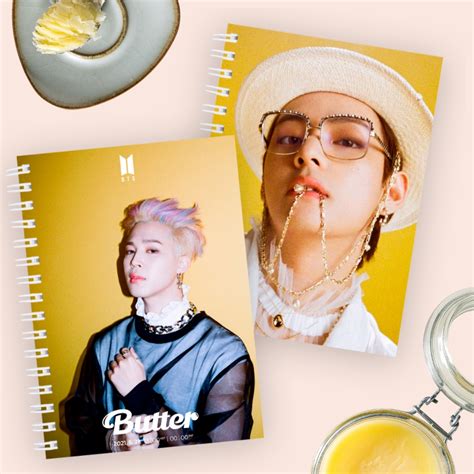 Caderno BTS Butter Jimin Jung Kook V RM J Hope Suga E Jin Shopee