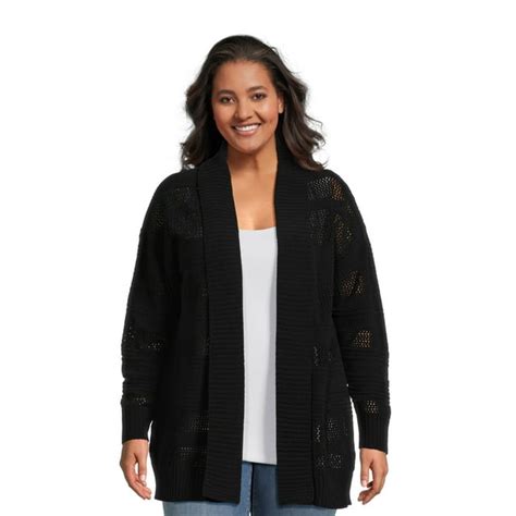 Terra And Sky Womens Plus Size Chenille Shawl Cardigan Sweater