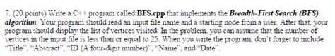 Solved Points Write A C Program Called BFS Cpp Chegg Com