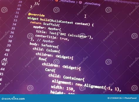 Screen Of Flutter Application Developing Code Lines Of Code On