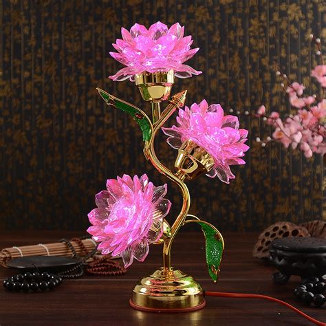 现货lantern shaped like a lotus flower莲花灯led七彩供佛灯供佛荷花灯观音灯长明灯家用佛堂莲花灯 新款23