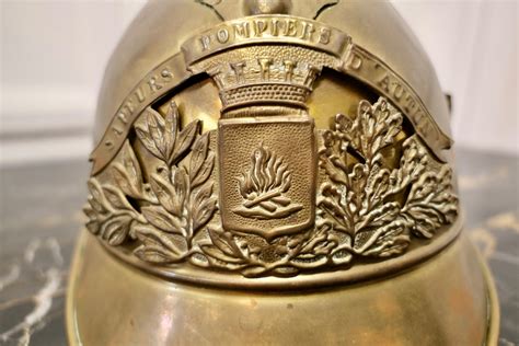 Original Brass French Sapeurs Pompiers D Autun Firemans Helmet