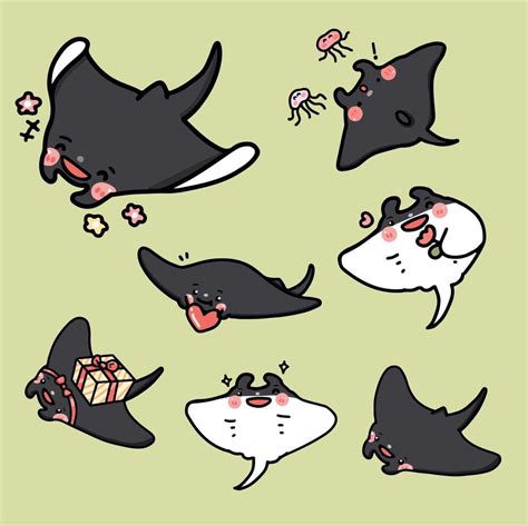 Manta Ray Cartoon Character Vector Set 9014065 Vector Art At Vecteezy