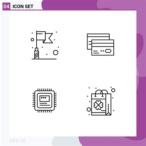 Universal Icon Symbols Group Of 4 Modern Filledline Flat Colors Of Flag