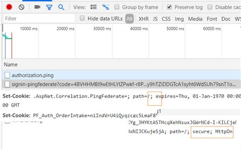 Aspnetcorrelationpingfederate Cookie Not Secured Othercookies Secured Requires Support