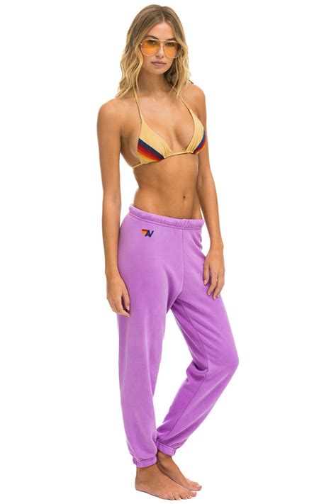 5 Stripe Sweatpants Neon Purple Pink Purple Aviator Nation