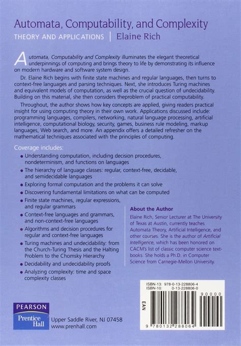 Automata Computability And Complexity Theory And Applications Elaine