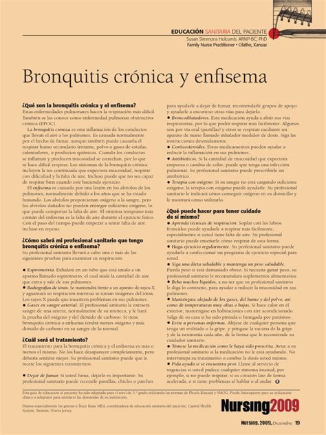 Bronquitis Cronica Pdf Respiración Pulmón