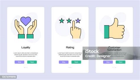 평면 아이콘이 있는 모바일 앱 페이지 화면에 대한 설문조사 및 평가 개념 Ux Ui 디자인 템플릿 벡터 일러스트레이션 비교에 대한 스톡 벡터 아트 및 기타 이미지 Istock