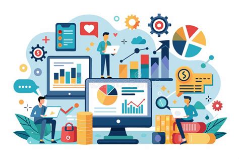 Professionals Engaged In Business Analytics Utilizing Computers To Analyze Data Visualizations