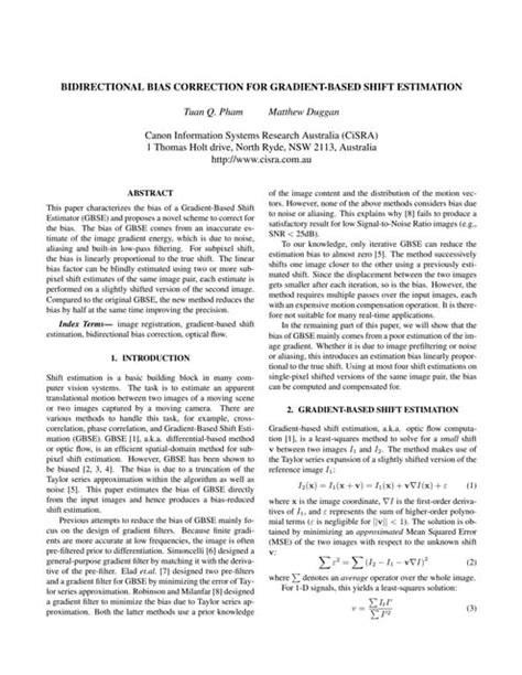 bidirectional bias correction for gradient based shift estimation pdf