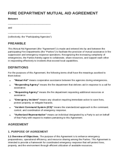 Fire Department Mutual Aid Agreement Template Form Fill Out And Sign