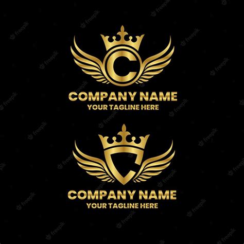 Начальная буква C с логотипом крыла короны роскошный логотипроскошный щит монограмма дизайн