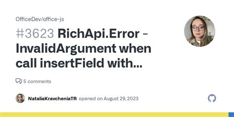 richapi error invalidargument when call insertfield with word
