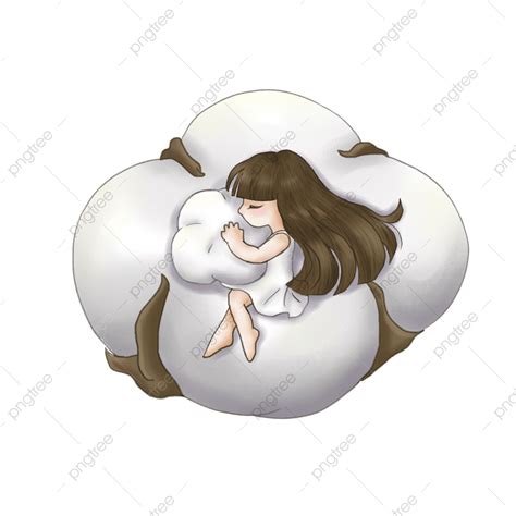 손 으로 그린 귀여운 만화 한로 솜 을 안 고 자다 긴 머리 소녀 일러스트 원소 신강 면 자유형 소녀 만화 소녀 찬 이슬