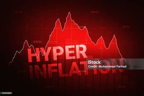 Hyper Inflation Red Alarming Background With Graph And Bars Modern Business And Market Loss