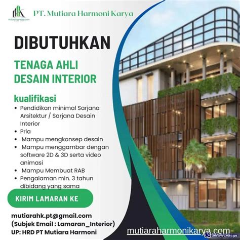 Lowongan Kerja Tenaga Ahli Desain Interior PT Mutiara Harmoni Karya