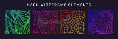 Colorful Wireframe Shapes Lined Perspective Mesh 3d Grid Low Poly