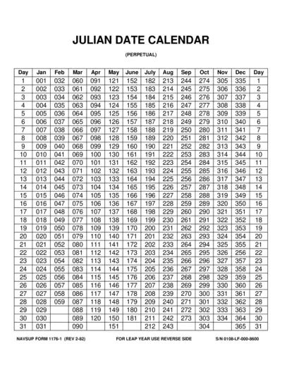 Julian Date Calendar For Leap Years Only PrintFriendly