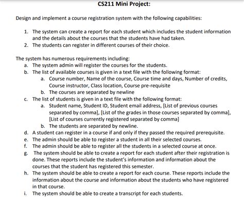 Solved Cs211 Mini Project Design And Implement A Course