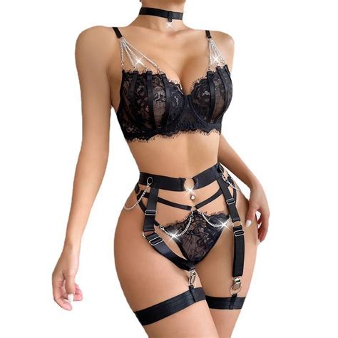 Conjunto Lingerie De Renda Com Cinta 2 Cores Sex Shop Shopee Brasil