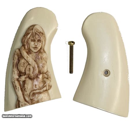 Colt Python Ivory Like Grips Antiqued Relief Carved Naked Lady With