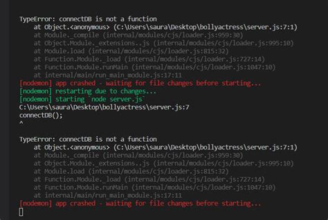 Nodejs Express Node Error Connectdb Is Not A Function Stack Overflow