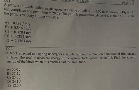 Solved 18 2020 Page 10 A Particle P Travels With Constant