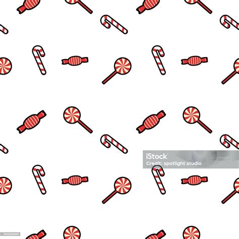 사탕 지팡이 사탕 롤리팝 과자 원활한 패턴 배경 겨울 휴가 직물 선물 포장 스크랩북 인사말 카드 디자인 프로젝트에 적합합니다 겨울에 대한 스톡 벡터 아트 및 기타 이미지