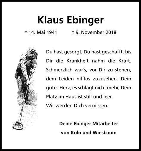 Traueranzeigen Von Klaus Ebinger Wirtrauern